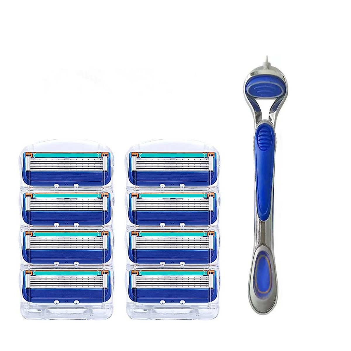 5 Men Razor Blades Shaving Cassettes Facial Care Men Shaving Blades Compatible 8 Blade Refills,Shave Kit