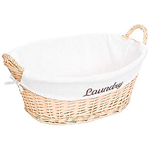 Vintiquewise Willow Laundry Hamper Basket with Liner and Side Handles