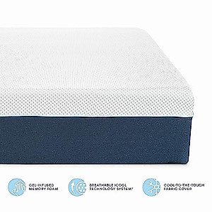 SensorPEDIC 10-Inch Twin Mattress, iCOOL Tech and Cooling Gel Infused Medium Plush Memory Foam Mattress, CertiPUR-US Certified, Bed-in-a-Box, Fiber Glass Free, Twin Size (75" L x 39" W x 10" H)