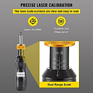 VEVOR Torque Screwdriver, 1/4" Drive Screwdriver Torque Wrench, Torque Screwdriver Electrician 10-50 in/lbs, Torque Range Accurate to ±5%, 5 in-lb Increment Torque Screwdriver with Bits & Case
