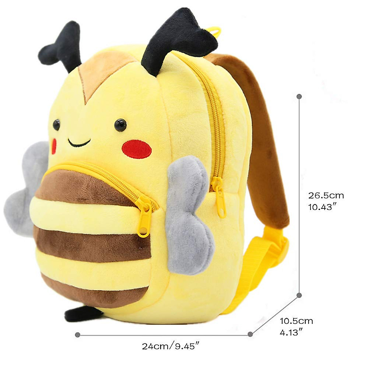 Ladyzone Toddler Backpack Zoo Animals Backpacks Cute Plush Bag Cartoon 10" Preschool Book Bag For 2+ Years Girls Boys (Bee)
