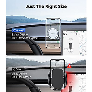 VICSEED Tesla Phone Mount【Strongest Magnet Power】Foldable Hidden Tesla Phone Holder Fit for All Phone, Tesla Model 3 Model Y for MagSafe Car Mount, Tesla Model Y Accessories, Tesla Model 3 Accessories