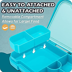 Cheryl Bento Box for Kids 27 oz, Bento Lunch Box Kids with 6-Compartment, Lunch Containers for Kids Daycare, Inner Removable Compartment Tray Dishwasher Safe, Microwave Safe - Blue Unicorn