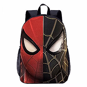 GLOOMALL 17 Inch Spiderman Backpack Kids School bag Travel Bag (Red and black spiderman)
