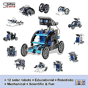 STELLAX ZONE 12 in 1 Solar Robot Kit, Building Robots for Kids 8-12 Year Olds Boys Girls Gifts, 190 Pcs STEM Education Science Toys Robotics Kits
