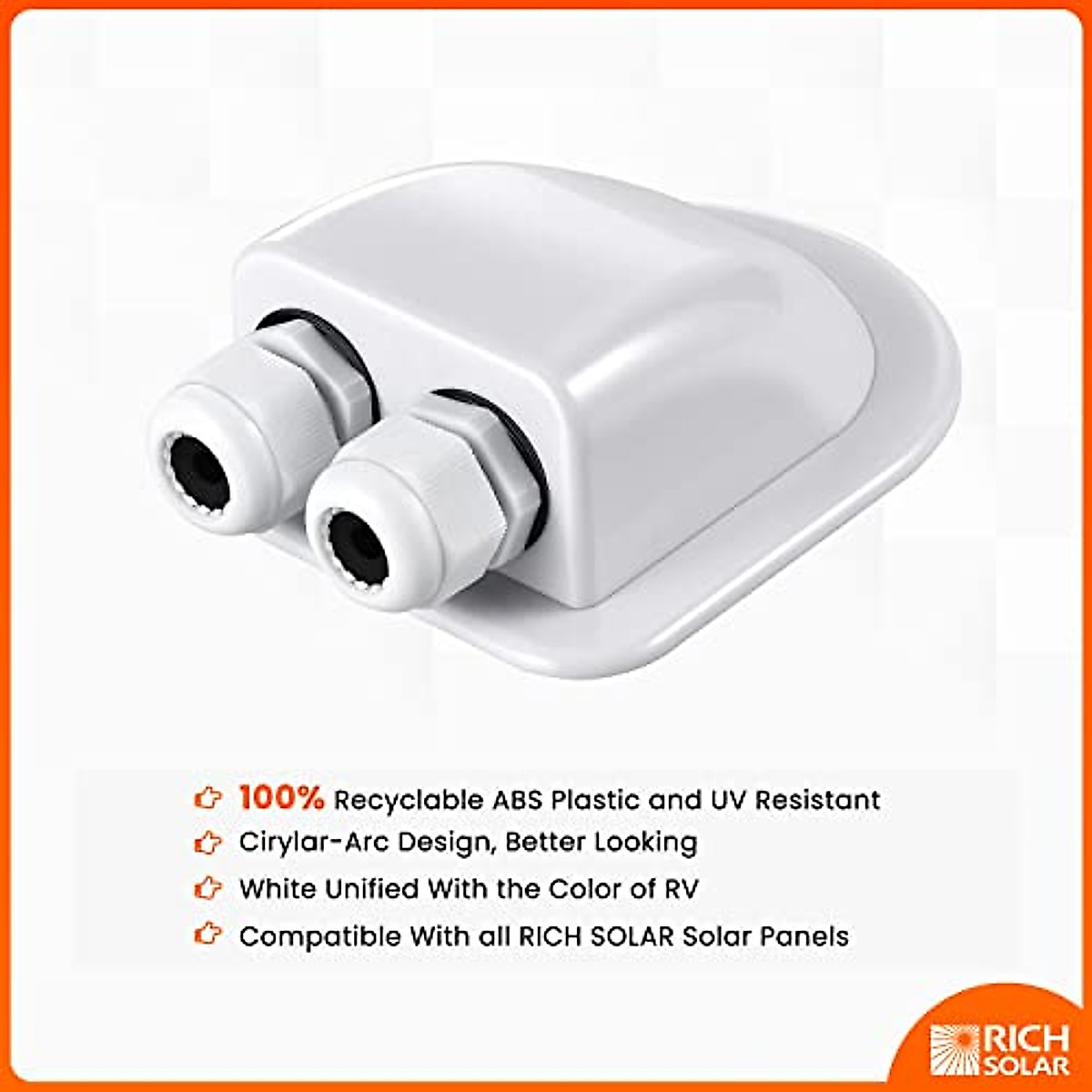 RICH SOLAR Solar Double Cable Entry Gland Box Solar Double Cable Entry Housing for RV Trailer Boat All Cable