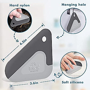 TMEDW Pan Scraper, 2-in-1 Pot and Pan Dish Scraper, Silicone and Nylon, Pot Scraper Tool for Kitchen Cleaning, Heat Resistant, Pack of 3