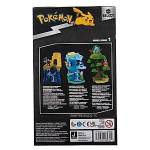 Pokémon Select Forest Environment - Multi-Level Display Set with 2-Inch Bulbasaur and Applin Battle Figures