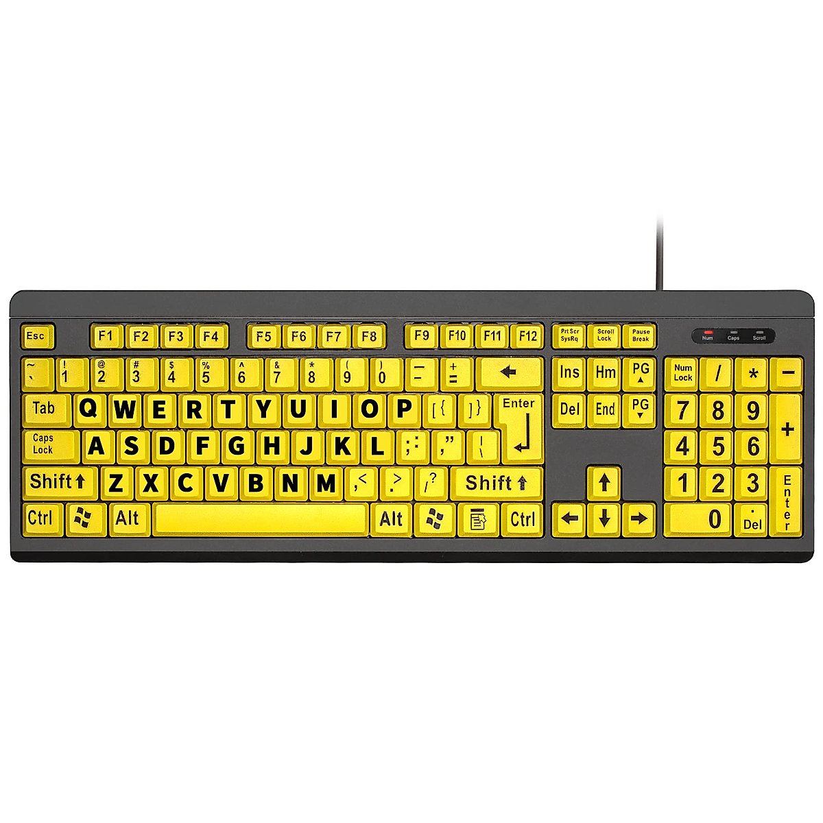 Adadmei Large Print Computer Keyboard, Wired USB High Contrast Keyboard, Oversized Big Letters Keyboard for Visually Impaired Low Vision Individuals, Seniors, Students, Computer Beginners