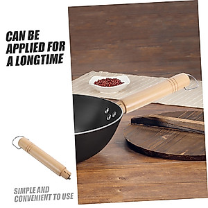 Pot Handle Pan Handle Grip Fry Grip Handle Cookware Supplies Pot Grip Replacement Pot Holder Pan Handles Frying Pan Handle Wooden Anti-scalding Pan Stainless Steel