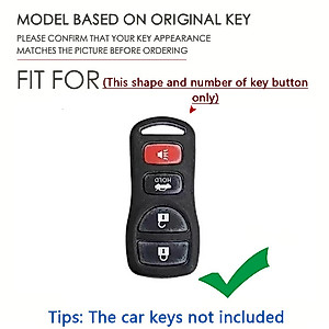 SANRILY TPU Golden-Edge 4 Button Smart Key Fob Cover Case for Nissan Sentra Altima Xterra Maxima 350Z,for Infiniti QX56 G35 i35 Keyless Key Holder with Bling Leather Keychain Blue