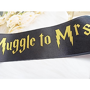 Bride to be Sash, From Muggle to Mrs. Sash for Bachelorette Weekend Party Sash Wizard Theme Sash,Engagement Party Decorations (Black)