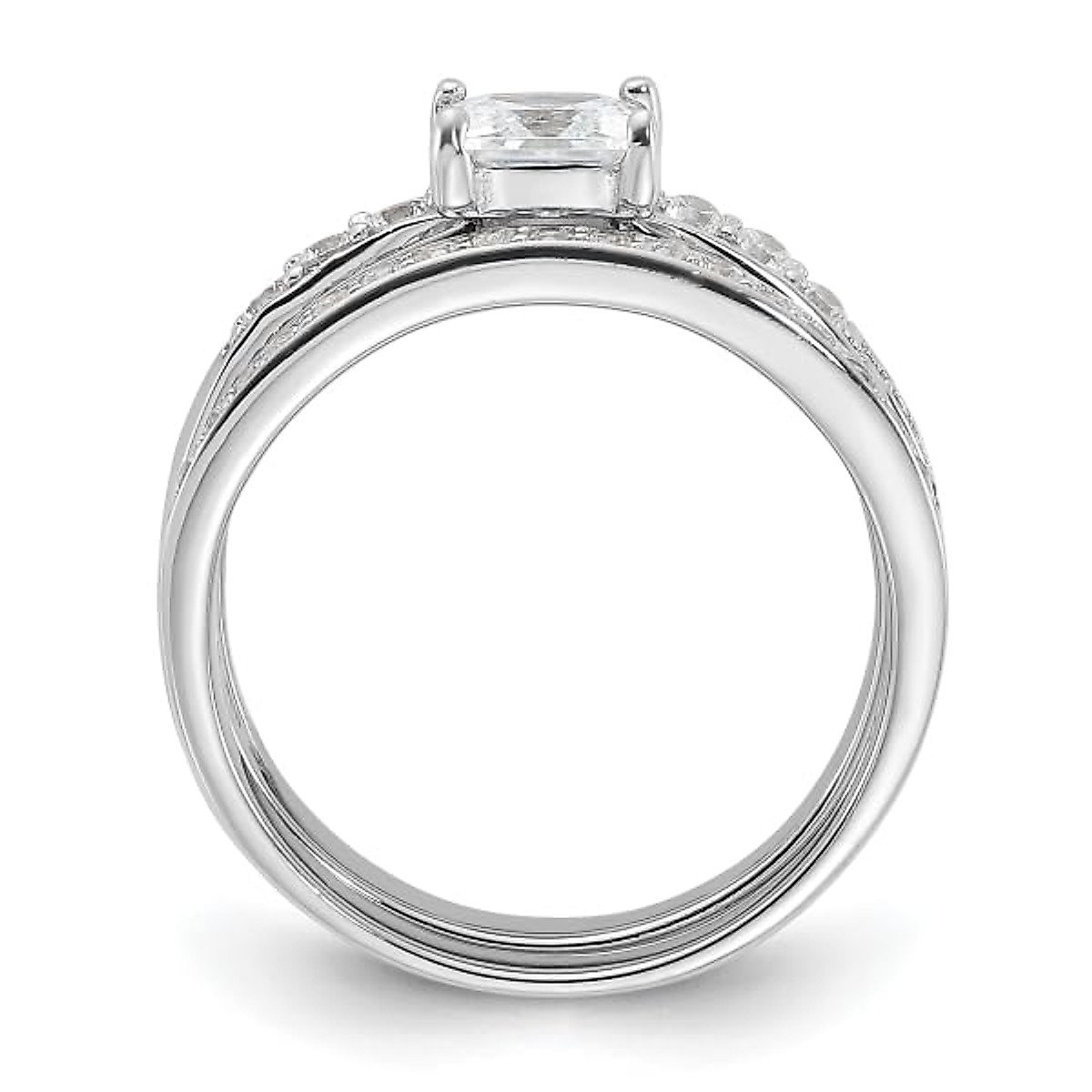 IceCarats 925 Sterling Silver Cubic Zirconia CZ 3 Piece Wedding Set Band Engagement Ring Size 6