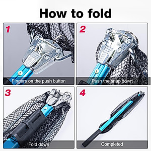 Goture Fishing Folding Landing Net Fishing Nets for Fish with Long Aluminum Handle, Telescoping Pole Handle for Saltwater & Freshwater, Easy Catch & Release, Extending to 70.8/82.7