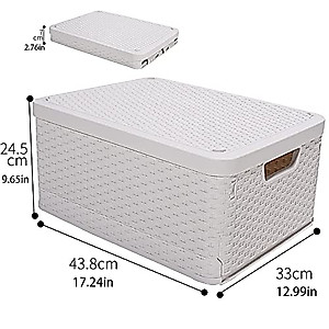YunNasi Foldable Wardrobe Storage Box Organiser Basket Containers with Handles Folding Stackable Storage for Home,Office,Nursery School Shelf Baskets to Tidy clothes,Toys,Snacks,Books,Cosmetics (17in(L)*13in(W)*9.65in(H))