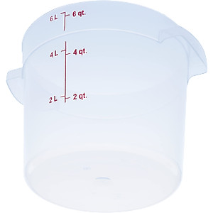 Carlisle FoodService Products Storplus Round Food Storage Container with Stackable Design for Catering, Buffets, Restaurants, Polypropylene (Pp), 6 Quart, Clear