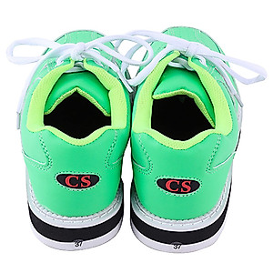 Womens Bowling Shoes Lightweight Comfort Bowling Trainers Non-Slip Leather,Green,7.5