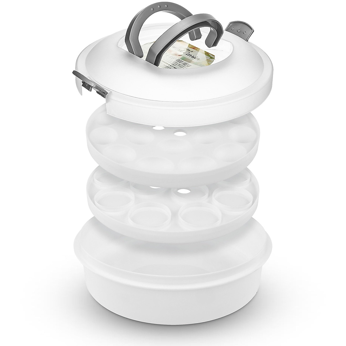 3-in-1 Plastic Cake Holder - Southern Homewares - Container for Cakes, Pies, Cupcakes, Muffins Dessert Carrier