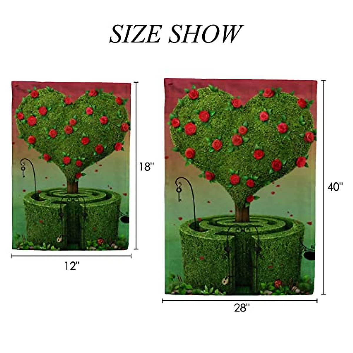 My Little Nest Seasonal Garden Flag Heart Shape Flower Tree Double Sided Vertical Garden Flags for Home Yard Holiday Flag Outdoor Decoration Farmhouse Banner 12"x18"