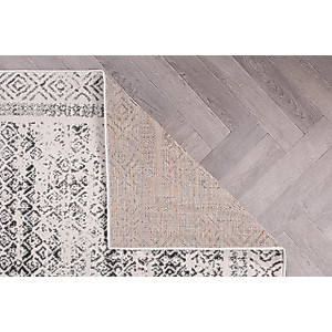 Rugshop Distressed Bohemian Border Stain Resistant Soft Area Rug 7' 10" x 10' Gray