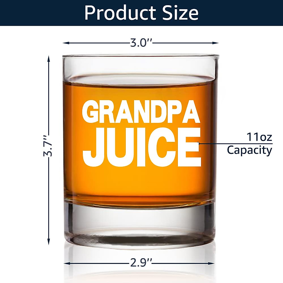 TOUNER Grandpa Juice Whiskey Glasses with Gift Box, New Grandpa Whiskey Glass Gifts, Pregnancy Announcement for Grandpa, Retirement Gifts for Grandpa, Fathers Day Birthday Gifts for Grandpa