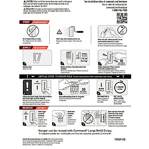 Command Folding Clothes Hanger, Holds up to 5 Hangers 7.5 lb, 1.5lbs per Rung, 1 Hook with 5 Rungs, 3 Strips, Closet Organizer, Home Organization