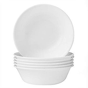 Corelle Cereal Bowl Set for 6 | 18 Ounce Reusable Soup Bowls in Winter Frost White | Triple Layer Strong Glass is Eco-Friendly and Highly Chip and Crack Resistant | Dishwasher and Microwave Safe
