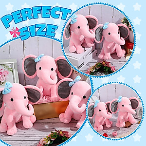 6 Pieces Elephant Stuffed Animals 9.84 Inches Soft Cute Elephant Plush Toys for Baby Shower Elephant Themed Birthday Party Supplies (Pink, Grey)
