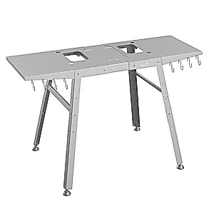 Stanbroil Universal Griddle Stand for Blackstone 17" or 22" Table Top Grill, Stainless Steel Griddle Table with Adjustable Legs and Shelf, Silver