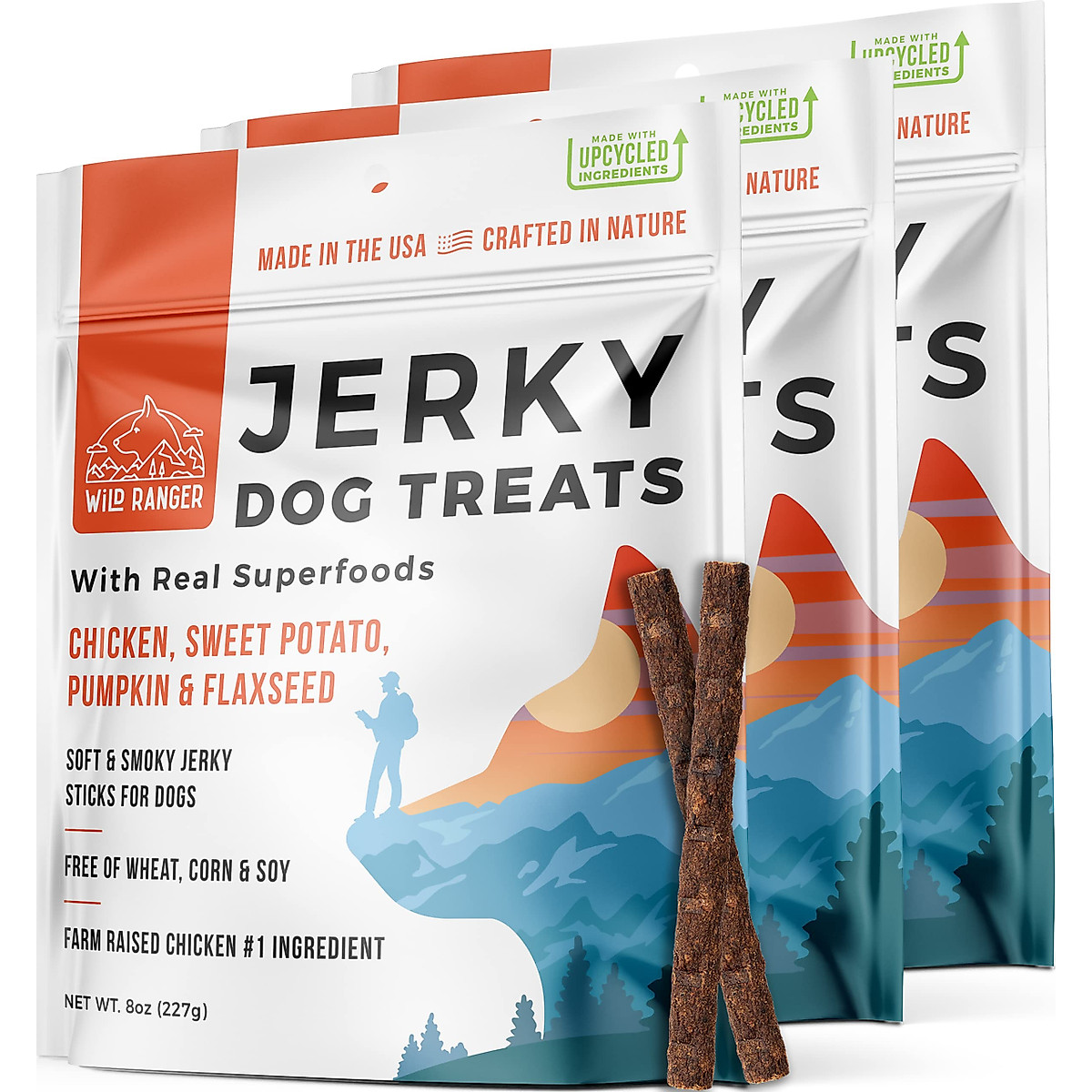 Wild Nature Chicken Jerky for Dogs Sticks | Made in The USA Only | Healthy, All-Natural Chicken Jerky Dog Treats | High Protein, Soft Dog Jerky Treats | Grain Free Superfoods | Perfect Training Treats