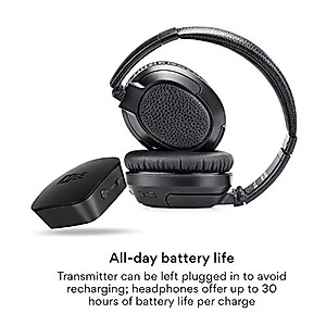 MEE audio Connect T1CMA Bluetooth Over-Ear Wireless Headphones Headset for TV with no Audio Delay; Includes Transmitter (Optical/AUX/RCA) and CinemaEAR Audio Enhancement for Seniors & Hard of Hearing