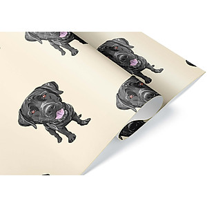 Cute Black Labrador Retriever Gift Wrap, Black Lab Wrapping Paper, Dog Christmas Birthday Party Decoration Decor (6 foot x 30 inch roll)