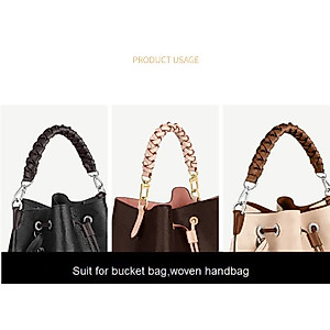 seegeeneey Genuine Leather Braided Handle for Women Handbag Suitable for Neonoe Hobo Bag Tote Bag (41cm(16''),Brown)
