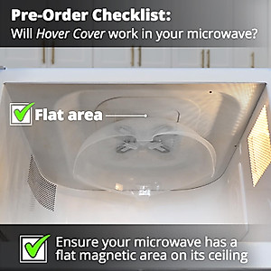 HOVER COVER Magnetic Microwave Splatter Cover, Clear Microwave Cover for Food - Vented & Magnetic Microwave Food Cover, 12-inch, BPA-Free - Gray