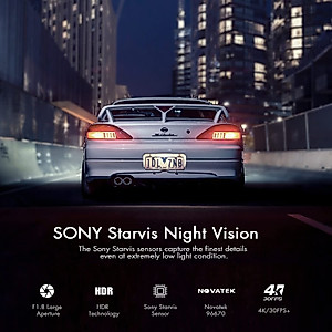 4K Dash Cam Built-in Wi-Fi UHD2160P Discreet Car Dashboard Camera Recorder with 24-Hour Parking Monitor, Super Night Vision, Loop Recording, 170° Wide Angle, Support APP