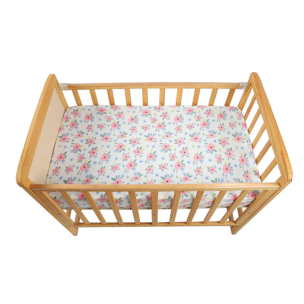 Crib Fitted Sheets 2 Pack Set for Baby Girl Soft Stretchy Jersey Knit Baby Sheet for Standard Crib and Toddler Mattress, Pink Floral