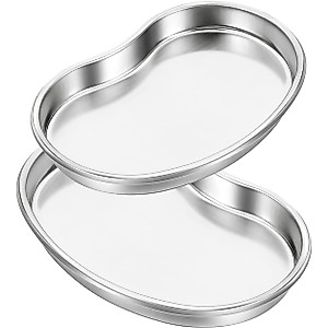 Lyuxzad Dental Tray Stainless Steel Kidney Tray 2 Pack Stainless Steel Trays 8" Flat Tray for Dental Piercing Lab Instrument Kitchen Baking Pet Bathroom Tools