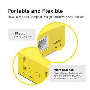 GL.iNet GL-MT300N-V2(Mango) Portable Mini Travel Wireless Pocket VPN Router - WiFi Router/Access Point/Extender/WDS | OpenWrt | 2 x Ethernet Ports | OpenVPN/Wireguard VPN | USB 2.0 Port | 128MB RAM