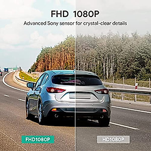Dash Cam 1080P, Full HD Car Dashboard Camera Recorder, 170° Wide Angle with WDR, G-Sensor, Motion Detection, Supercapacitor, Loop Recording, Ultra Clear Night Vision