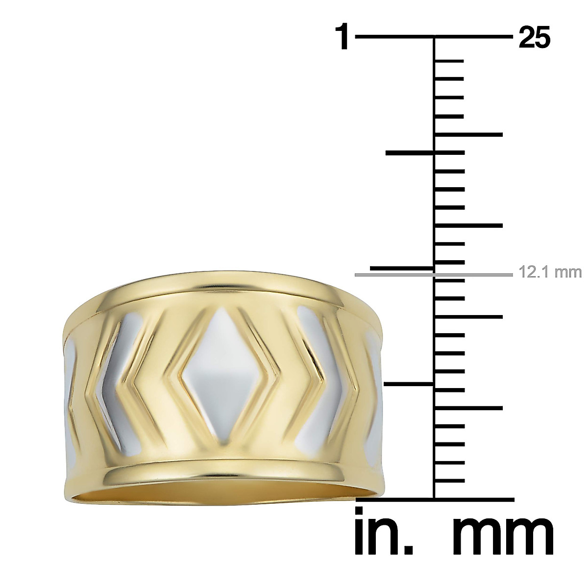 Kooljewelry 10k Two-tone Gold Polished Chevron Band Ring (size 9)