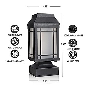 Kemeco SL4122Q LED 4x4 Solar Post Light Fixture for Outdoor Garden Post Pole Mount… (4 Pack)