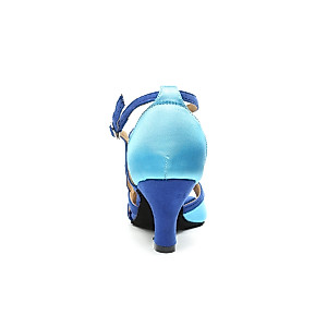 Minishion GL250 Women's Strappy 2.5" Heel Blue Suede Tango Latin Ballroom Dancing Sandals US 7.5