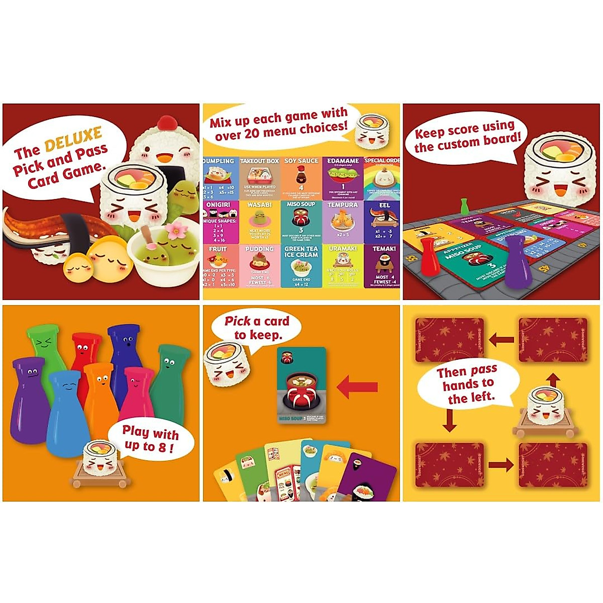 Sushi Go Party! - The Deluxe Pick & Pass Card Game by Gamewright, Multicolored