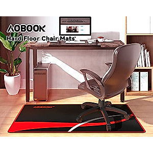 AOBOOK Gaming Chair Mat for Hardwood Floor, 36"x48" Office Chair Floor Mat for Hardwood/Tile, Large Anti-Slip Floor Protector with Double-Sided Tape for Home Ofice, Red