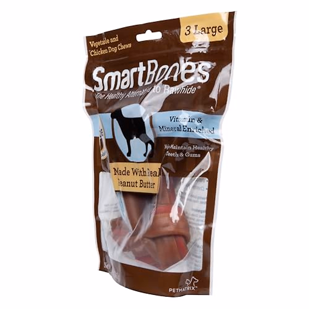 SmartBones Dog Chews, Treat Your Dog to Rawhide-Free Dog Bones, Made With Real Meat and Vegetables, 3 Large