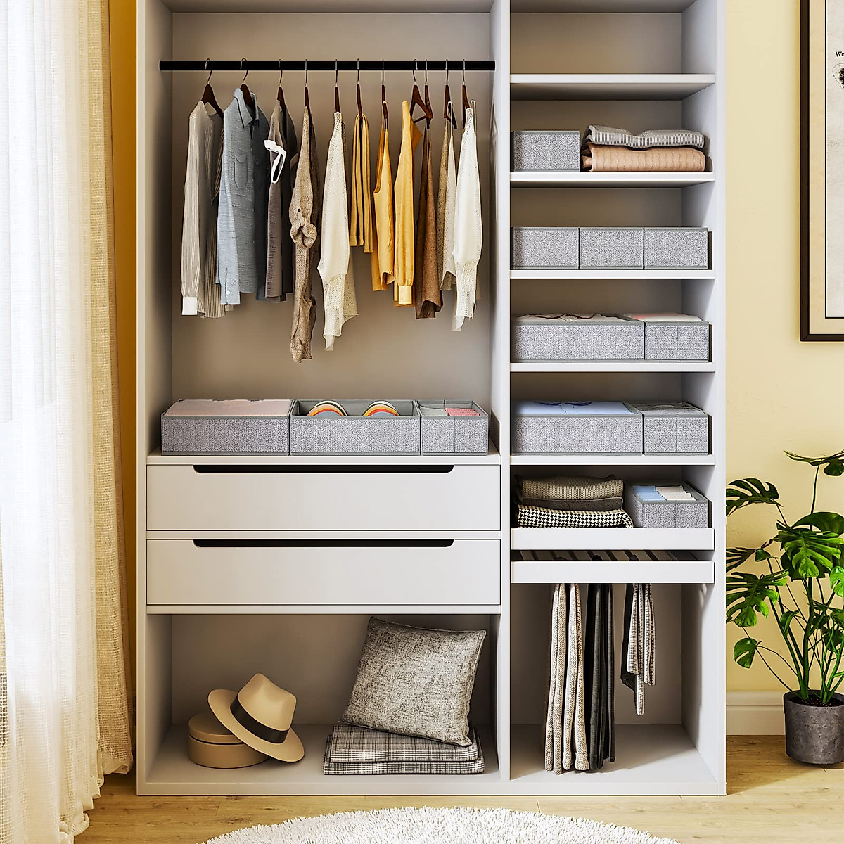 DIMJ Drawer Organizers Cloths, Closet Underwear Organizer, 12 Packs Foldable Closet Organizers, Sock Drawer Organizer, Fabric Dresser Drawer Dividers for Clothes Underwear Bras Socks. (Blended)