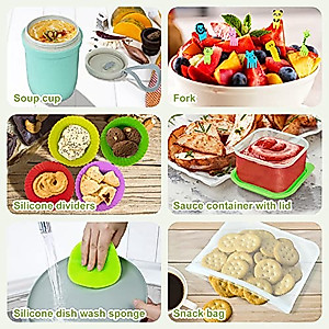 Korlon 30 Pcs Bento Box Adult Lunch Box Kit, 3-In-1 Compartment Japanese Lunch Box Kids with Spoon & Fork, 3 Layer Stackable Lunch Containers for Adults