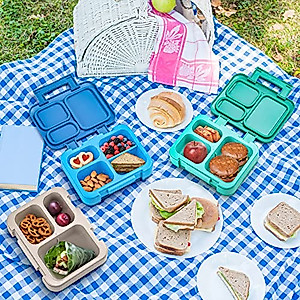 Sunhanny Bento Box Adult Lunch Box,1150ml/30oz Lunch Containers for Adults Men Women, Lunchable Containers 4 Compartments with Removable Divider and Sauce Jar, Microwavable, Dishwasher Safe, Blue