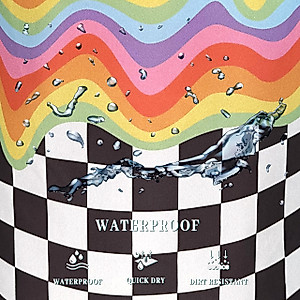 Rainbow Grey White Plaid Laundry Hamper Colorful Hippie Funny Laundry Basket With Handles Foldable Oxford Cloth Tote Bag Clothe Toy Storage Bucket 18.9x16.5For Bathroom/Laundry/Bedroom