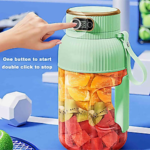 Yulyoie Multifunctional Portable Juicer Cup with Digital Display,1200ml Large Capacity USB Rechargeable Portable Multifunctional Cup with Digital Display for Making Fruits Juice (Blue,Set A)